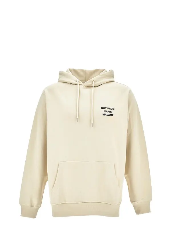 Drole De Monsieur Hoodie With Embroidered Slogan - Beige