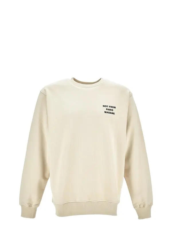 Drole De Monsieur Slogan Crewneck Sweatshirt - Beige