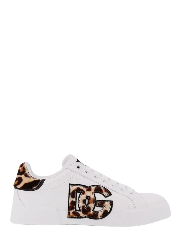 Dolce & Gabbana Portofino Leather Sneakers - White