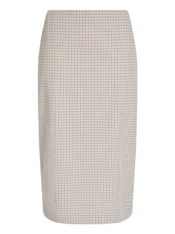 Vince Checked Cotton-blend Twill Pencil Skirt - Light Gray