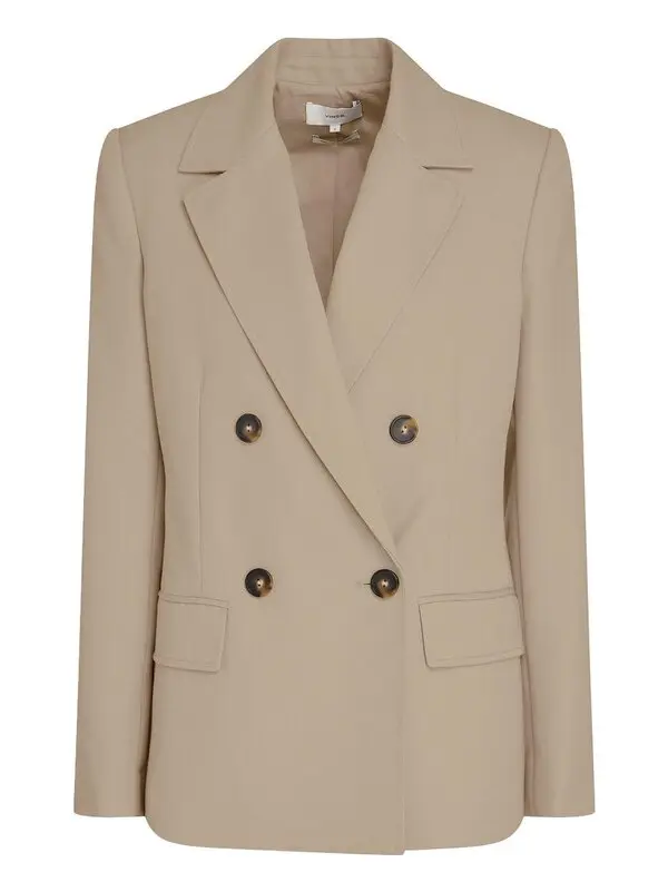 Vince Double-breasted Canvas Blazer - Beige