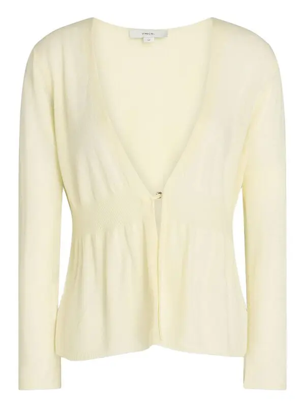 Vince Wool-blend Peplum Cardigan - Pastel Yellow