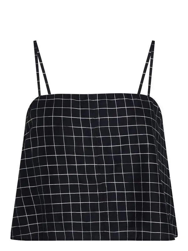 Vince Convertible Cropped Checked Top - Black