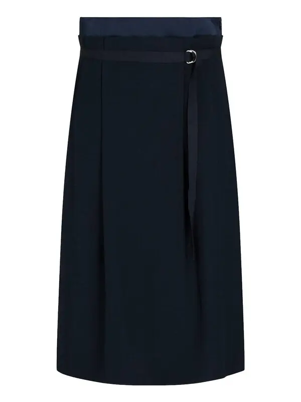 Vince Belted Cady Midi Skirt - Midnight Blue