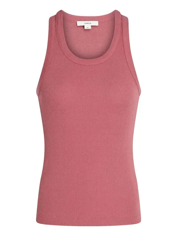 Vince Ribbed Jersey Tank - Antique Rose