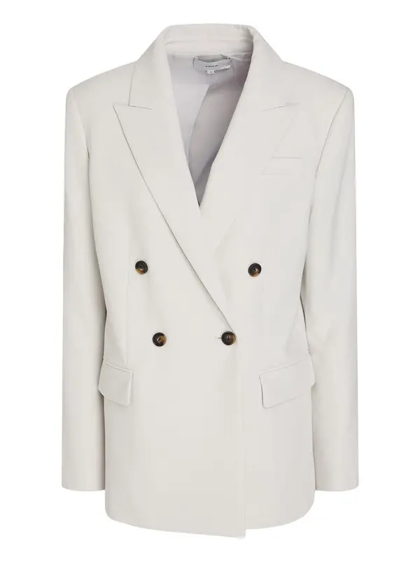 Vince Double-breasted Piqué Blazer - Light Gray