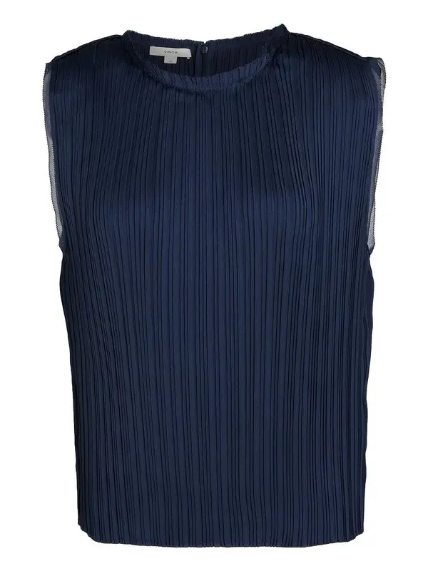 Vince Plissé Satin Top - Navy