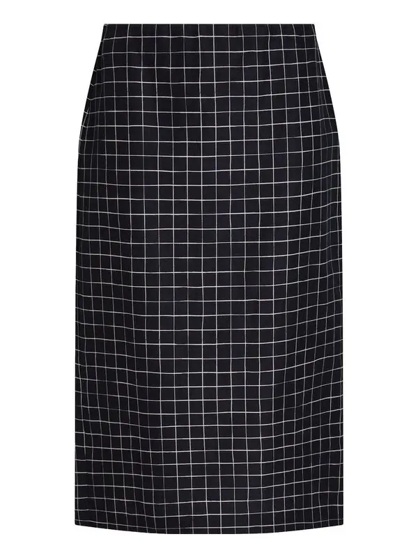 Vince Checked Woven Pencil Skirt - Black
