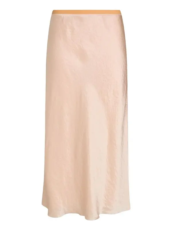 Vince Crinkled Satin Midi Skirt - Blush