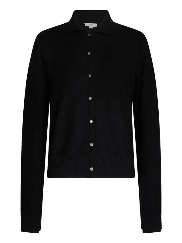 Vince Pointelle-knit Cotton-blend Cardigan - Black