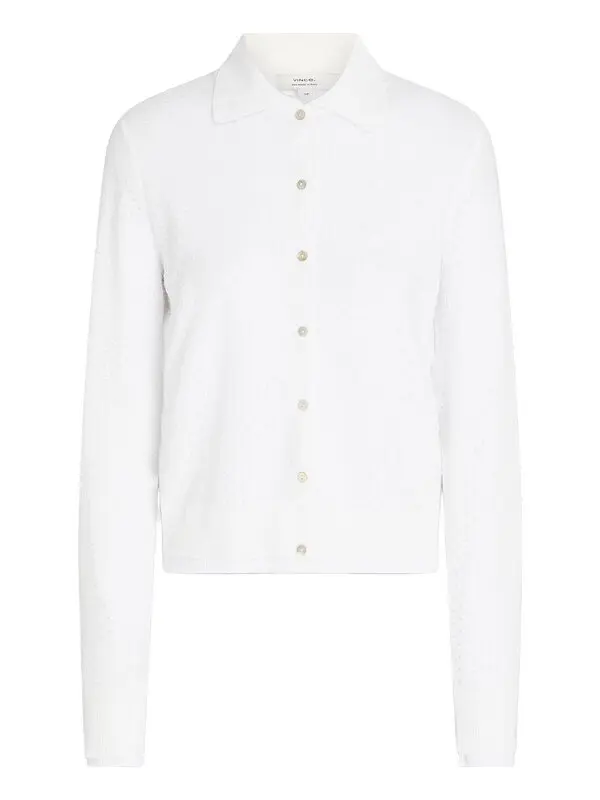 Vince Pointelle-knit Cotton-blend Cardigan - White