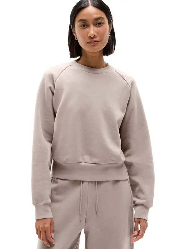Athleta Forever Fleece Relaxed Crew Sweatshirt - Mortar Mushroom