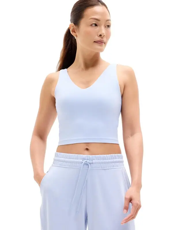 Athleta Transcend V-neck Crop Sports Bra A-c - Gossamer