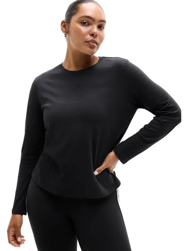 Athleta Classic Fit Favorite Cotton Top - Black