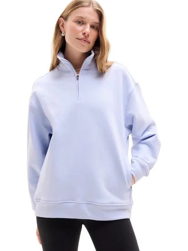 Athleta Forever Fleece 1/4 Zip Sweatshirt - Gossamer