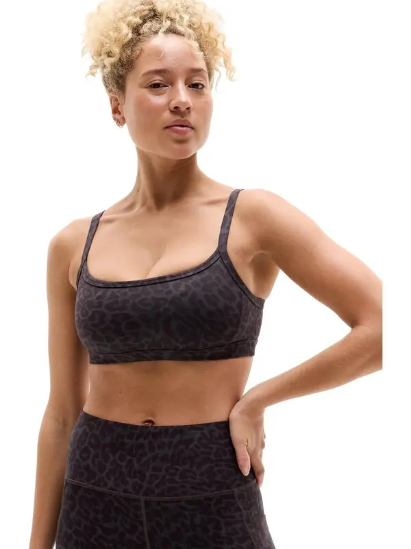 Athleta Square Neck Bra - Leopard Black