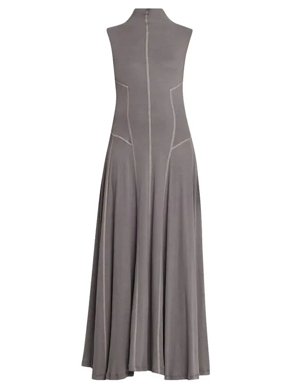 JANE WADE High-neck Rib-knit Gown - Charcoal