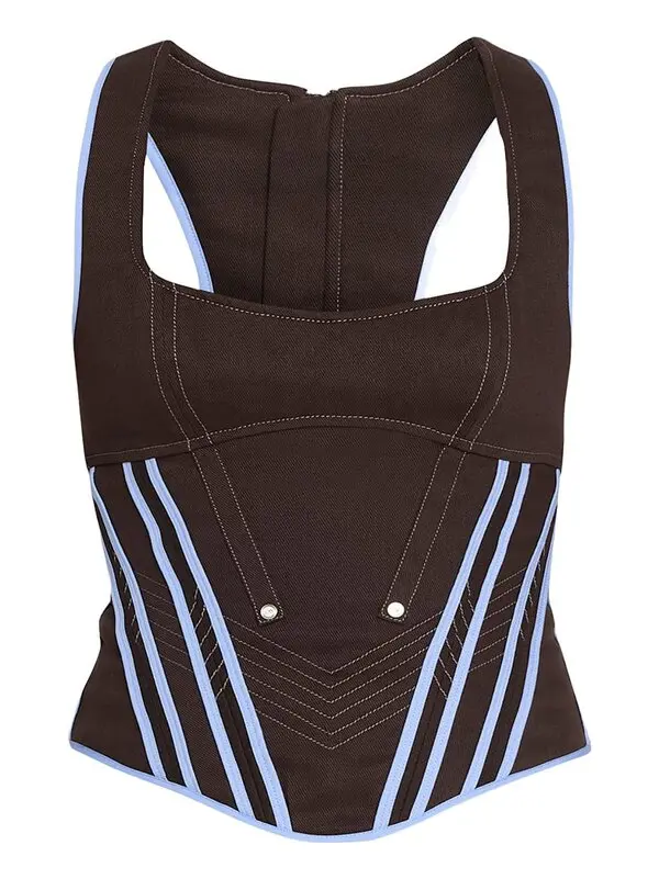 JANE WADE Racerback Denim Bustier Top - Espresso