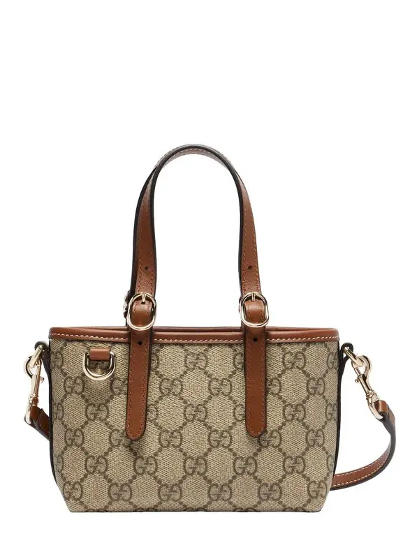 Gucci Gg Canvas Leather-trimmed Top-handle Bag - Neutrals