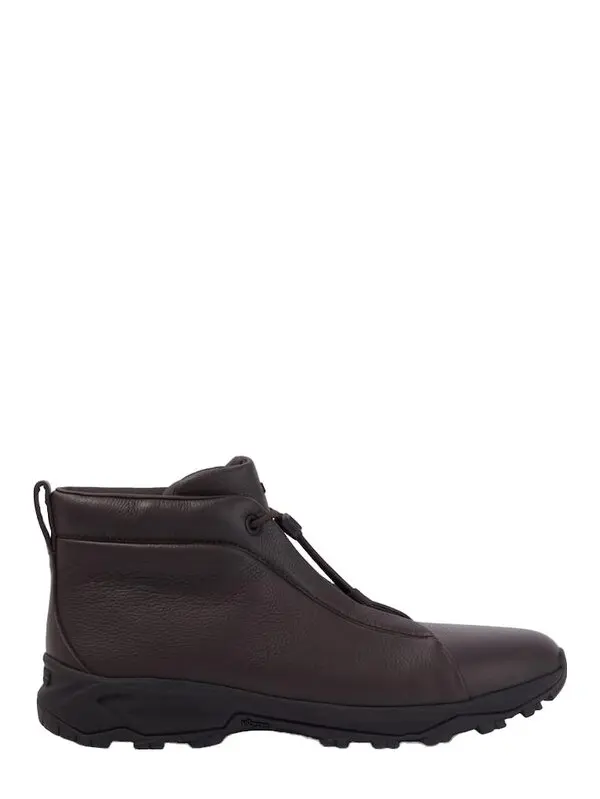 Zegna Triple Stitch Vetta Leather Sneakers - Brown