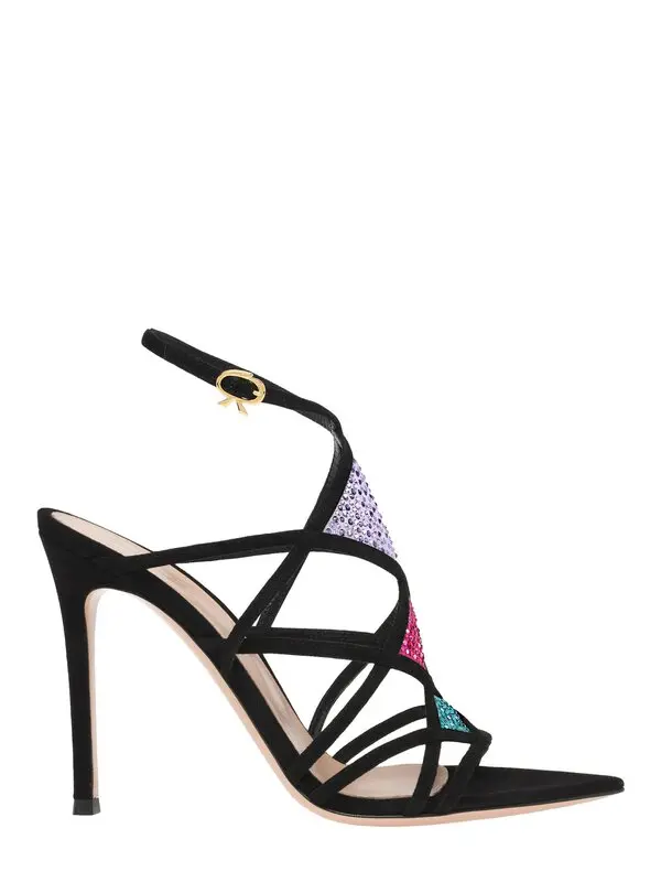 GIANVITO ROSSI Confetti Pointed-toe Sandals - Black - Suede