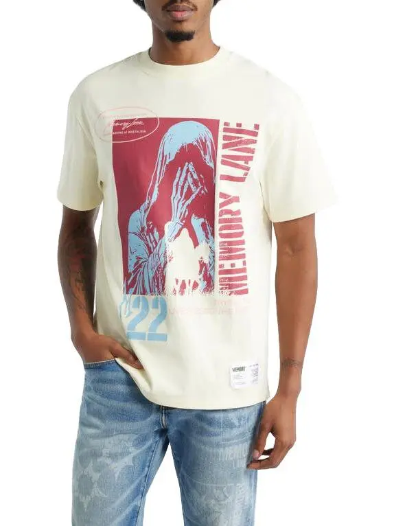 MEMORY LANE Runnin' Past Cotton Jersey Graphic T-shirt - Off White