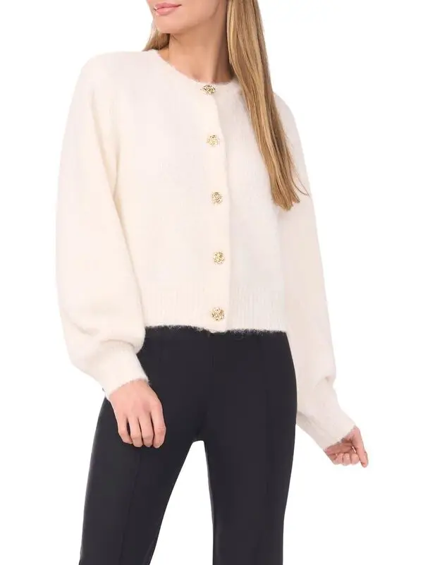 Ted Baker London Fina Fuzzy Crewneck Cardigan - Vanilla Ice