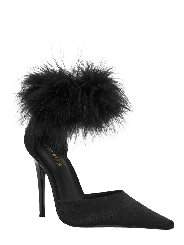 Steve Madden Feather Cuff Stiletto Pump - Black Satin