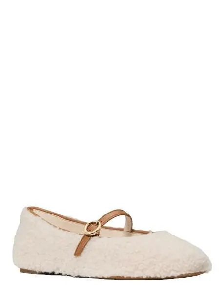 Kate Spade New York Halo Faux Shearling Mary Jane Flat - Natural