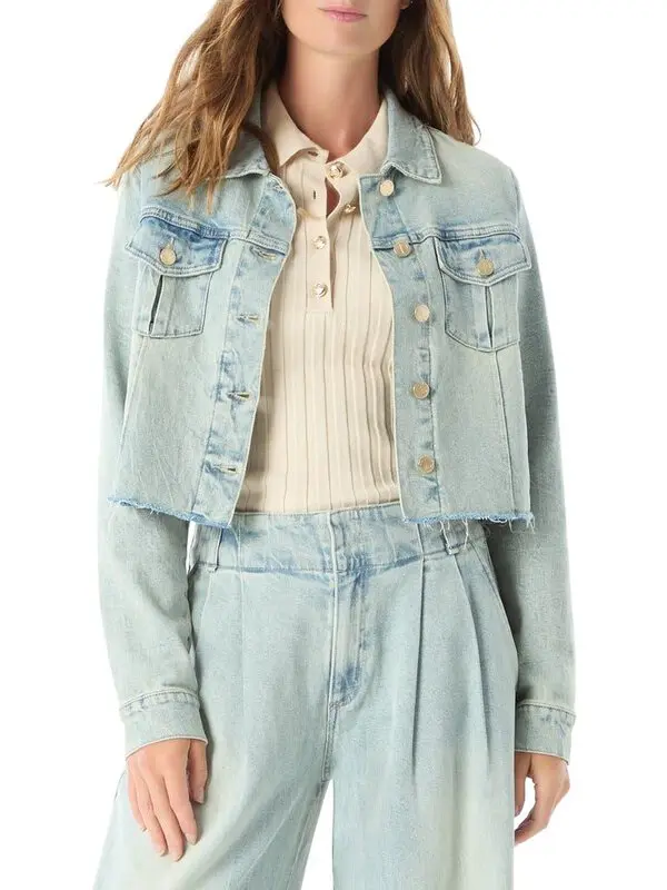 DO BY DEE OCLEPPO Talia Crop Raw Hem Denim Jacket - Artic