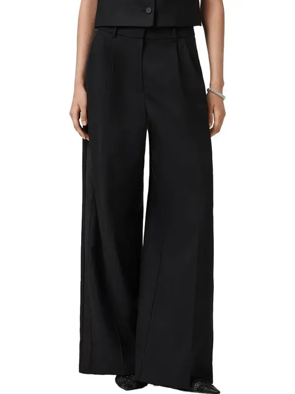 ALLSAINTS Noa Stretch Wool-blend Wide-leg Pants - Black