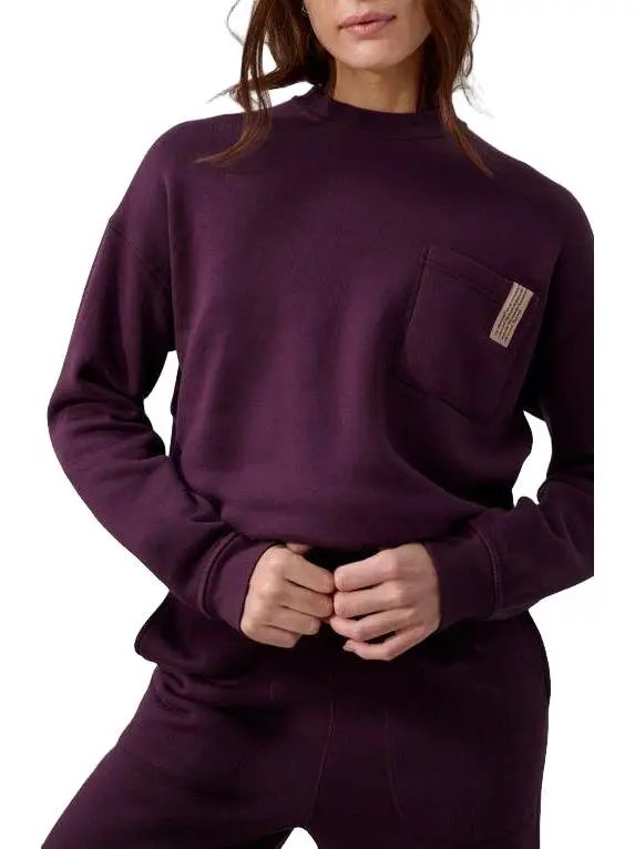 Lunya Silksweats Cotton & Silk Blend Pajama Sweatshirt - Vintage Merlot