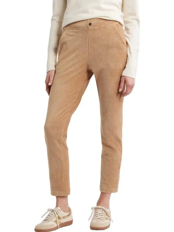 Hue High Waist Corded Knit Straight Leg Pants - Tigers Eye