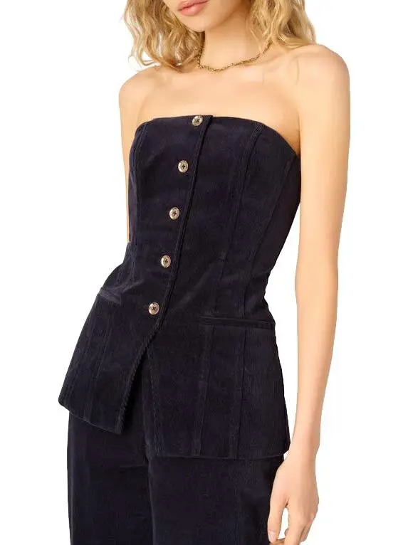 Cami Nyc Iman Stretch Cotton Corduroy Strapless Top - Navy