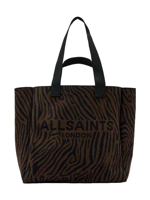 ALLSAINTS Izzy Zebra Stripe Tote - Black/brown
