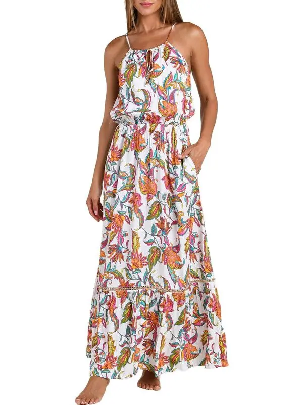 SUNSHINE 79 Floral Print Tiered Maxi Dress - White Multi
