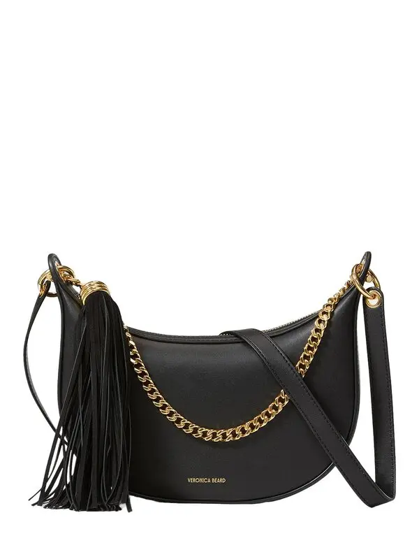 Veronica Beard Small Fortune Leather Shoulder Bag - Black