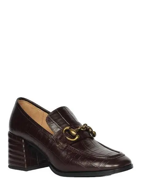 SAINT G Isha Croc Embossed Pump - Dark Cherry