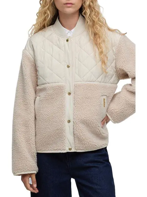 Barbour Wetherby High-pile Fleece Jacket - Oatmeal/silver Cloud