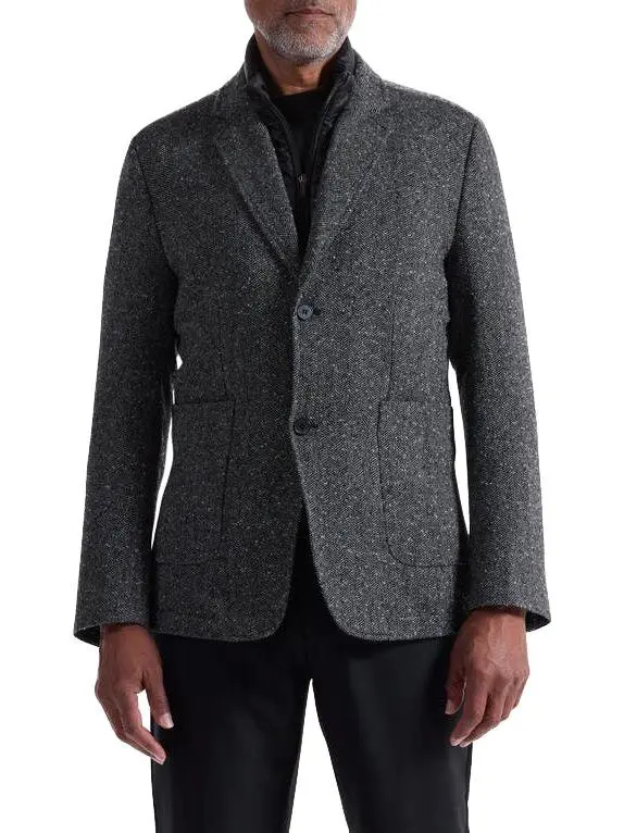 Bugatchi Herringbone Jacket With Removable Bib - Black
