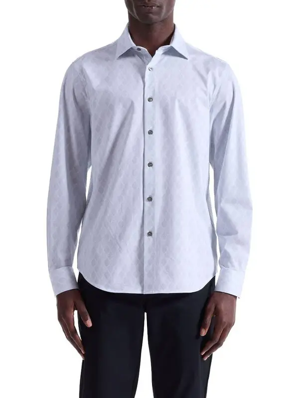 Bugatchi James Ooohcotton® Leaf Print Button-up Shirt - Platinum