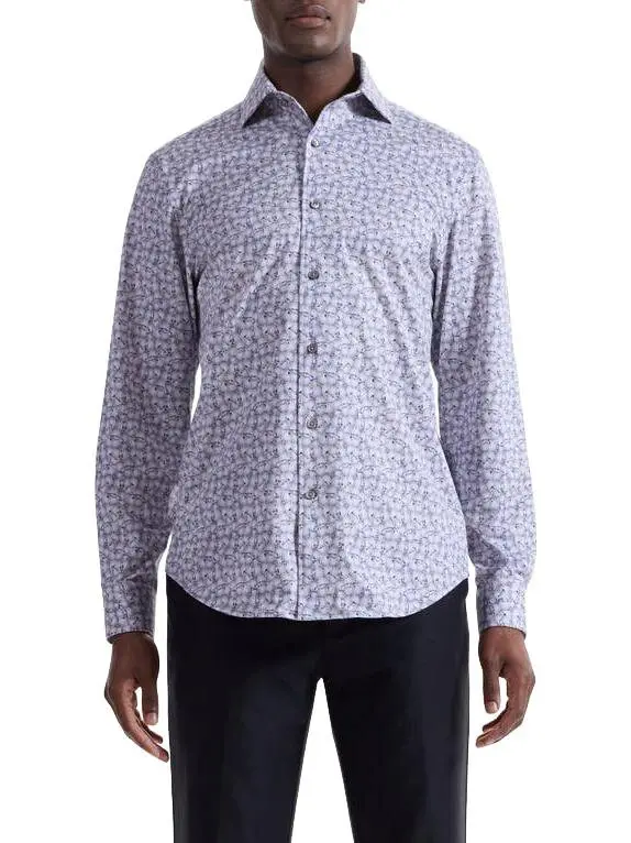 Bugatchi Devon Ooohcotton® Paisley Button-up Shirt - Platinum