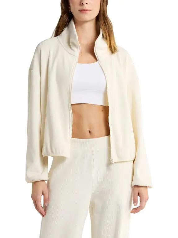 Zella Plush Ribbed Jacket - Ivory Egret