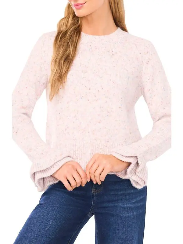CECE DUPRAZ Confetti Ruffle Cuff Sweater - Cream/rainbow