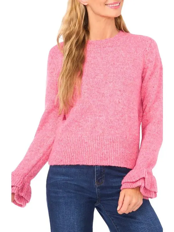 CECE DUPRAZ Confetti Ruffle Cuff Sweater - Pink/rainbow