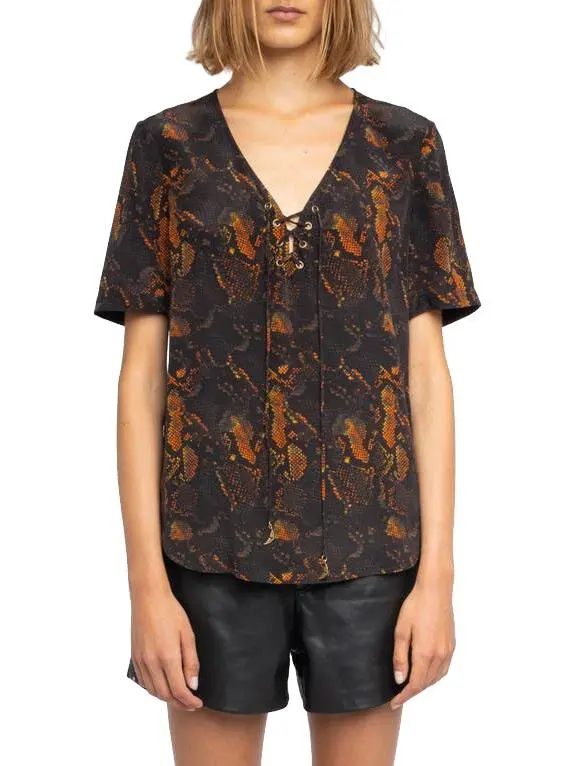Zadig&Voltaire Python Print Silk Shirt - Black