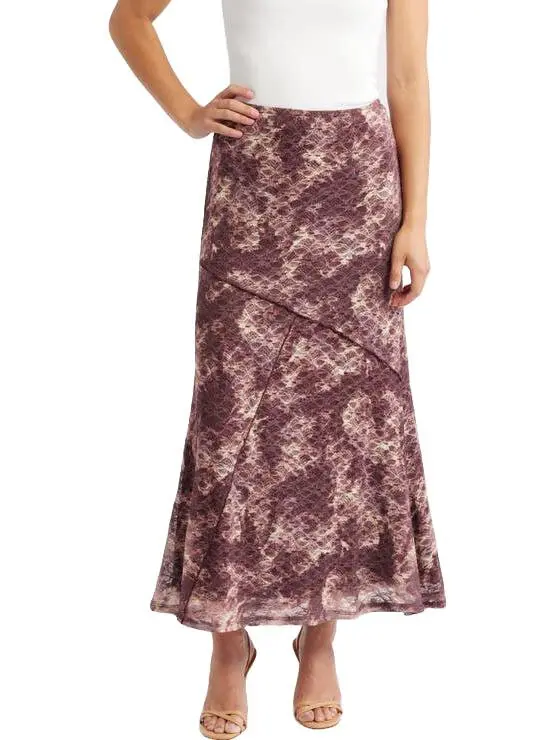 CITY BLUES Lace A-line Maxi Skirt - Plum Champagne