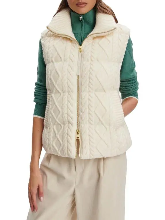 Varley Irina Cable Quilted Puffer Vest - Egret