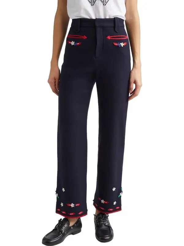 BODE Carroll Wool Trousers - Navy Red
