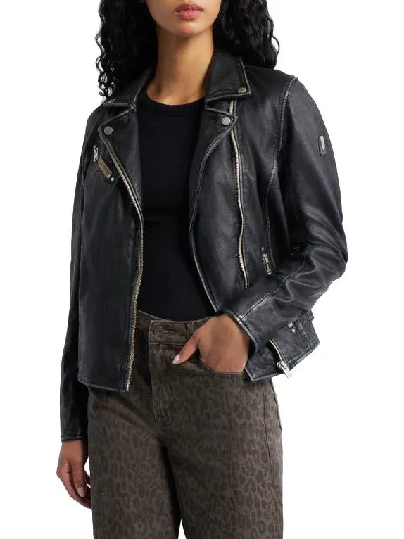 Mauritius Sofia Lambskin Moto Jacket - Black